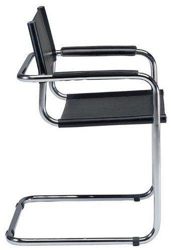 Black leather cantilever chair store
